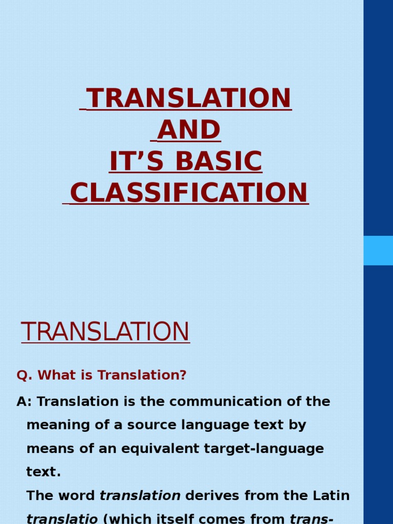 Types of Translation Explained | PDF | Translations | Semantics