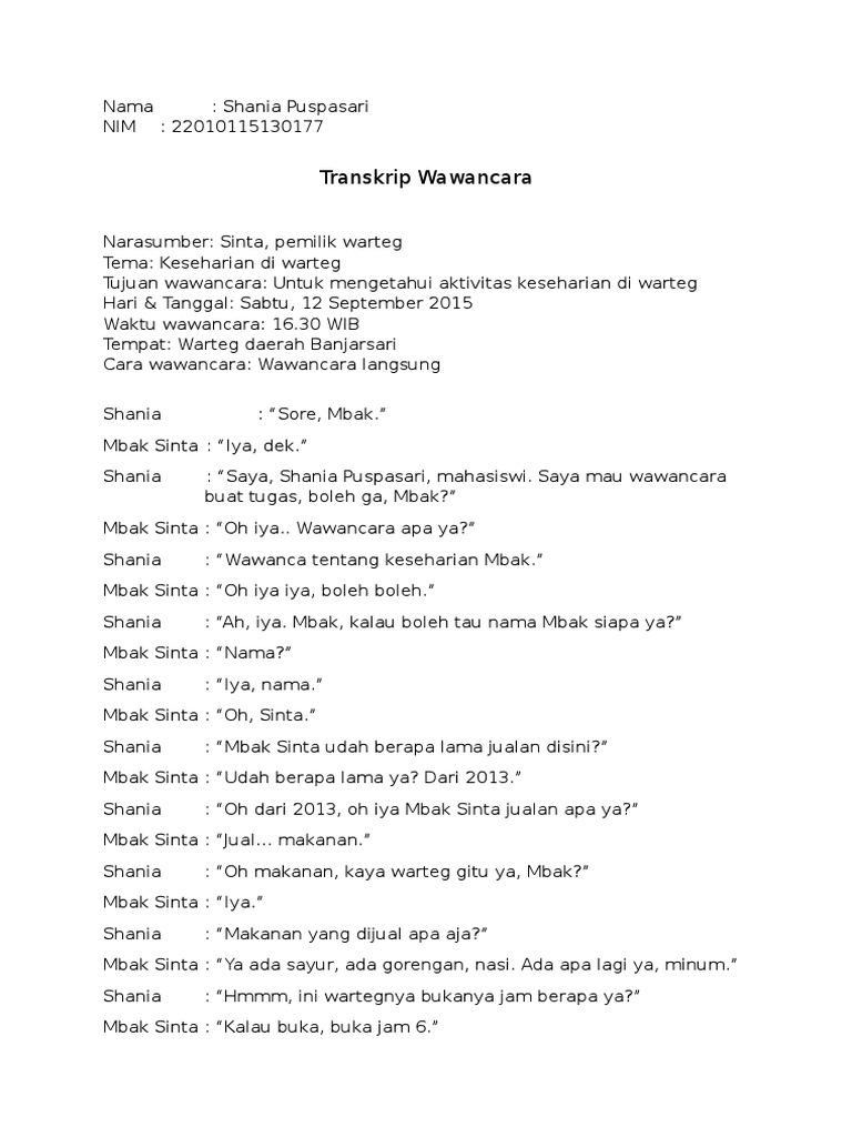 Transkrip Wawancara | PDF