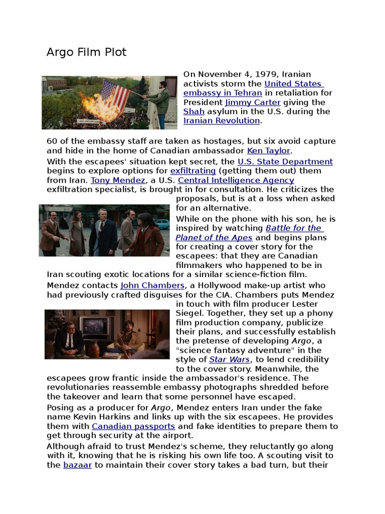 Argo Film Plot: United States Embassy in Tehran Jimmy Carter Shah ...