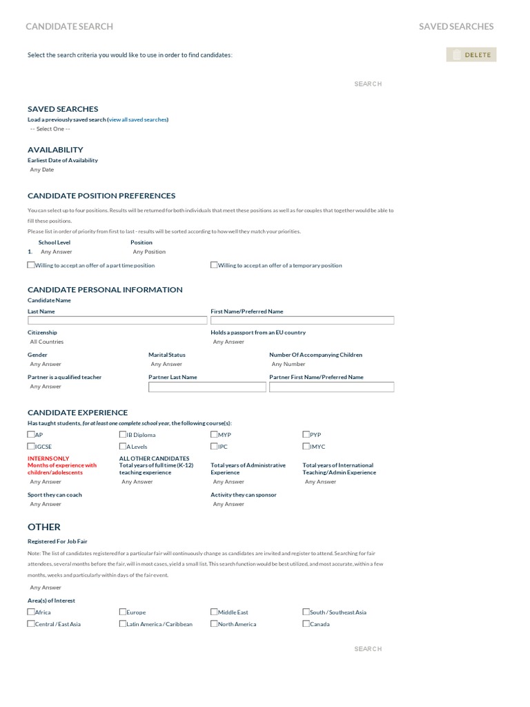 Candidate Search Saved Searches | PDF | Career & Growth