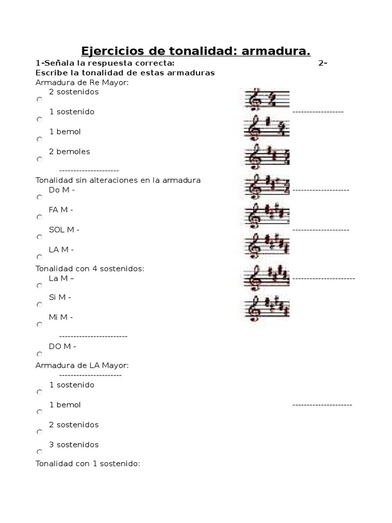 Ejercicios de Tonalidad | PDF