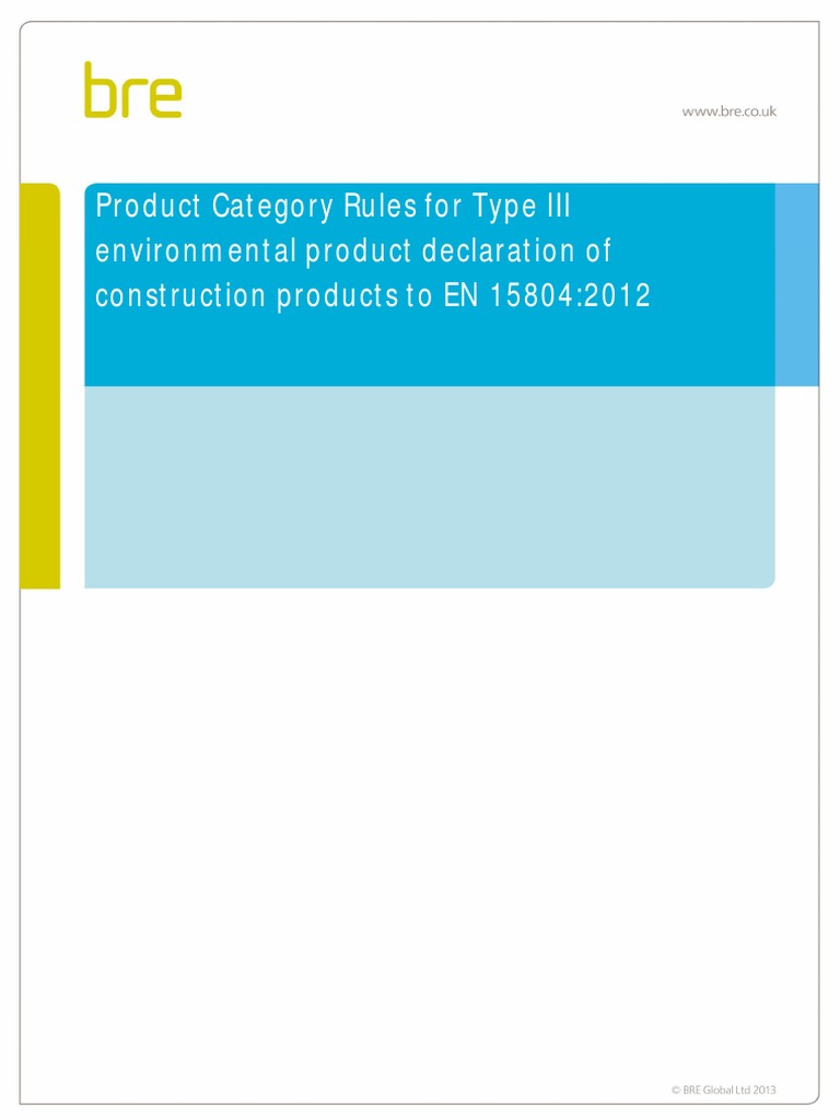 Product Category Rules For Type III Environmental Product Declaration ...