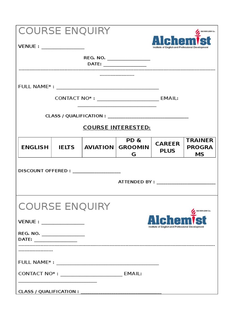 Aiepd Course Enquiry Form | PDF
