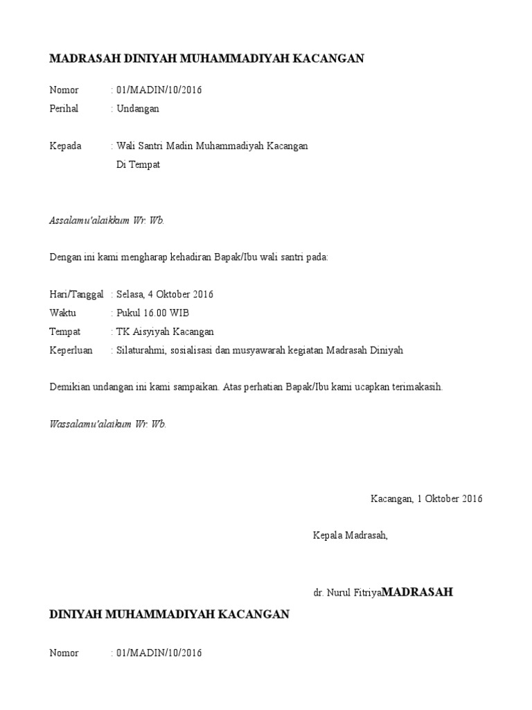 Undangan Wali TPQ | PDF