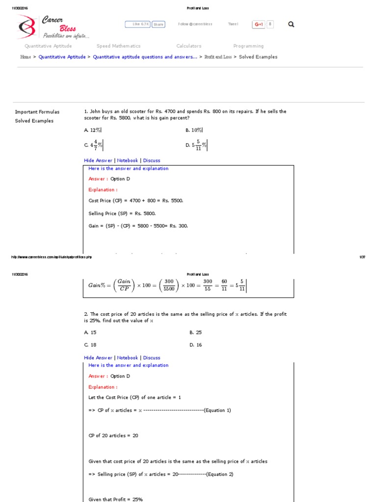Quantitative Aptitude Quantitative Aptitude Questions and Answers ...