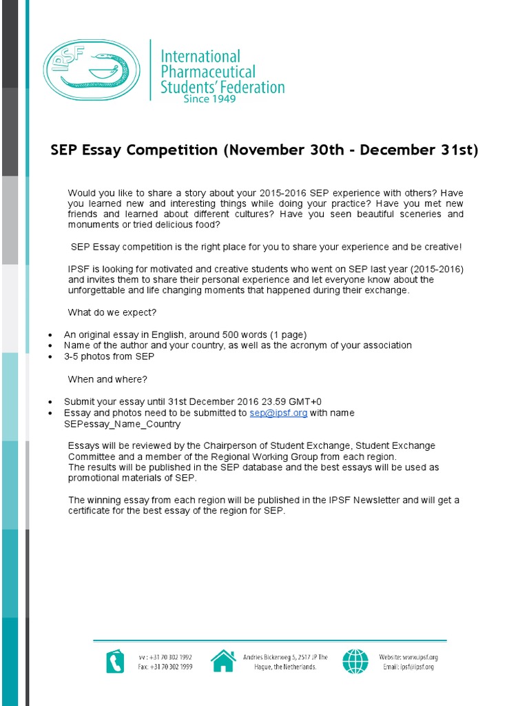 IPSF SEP Photo Contest For 2015-2016 Cycle | PDF | Career & Growth ...