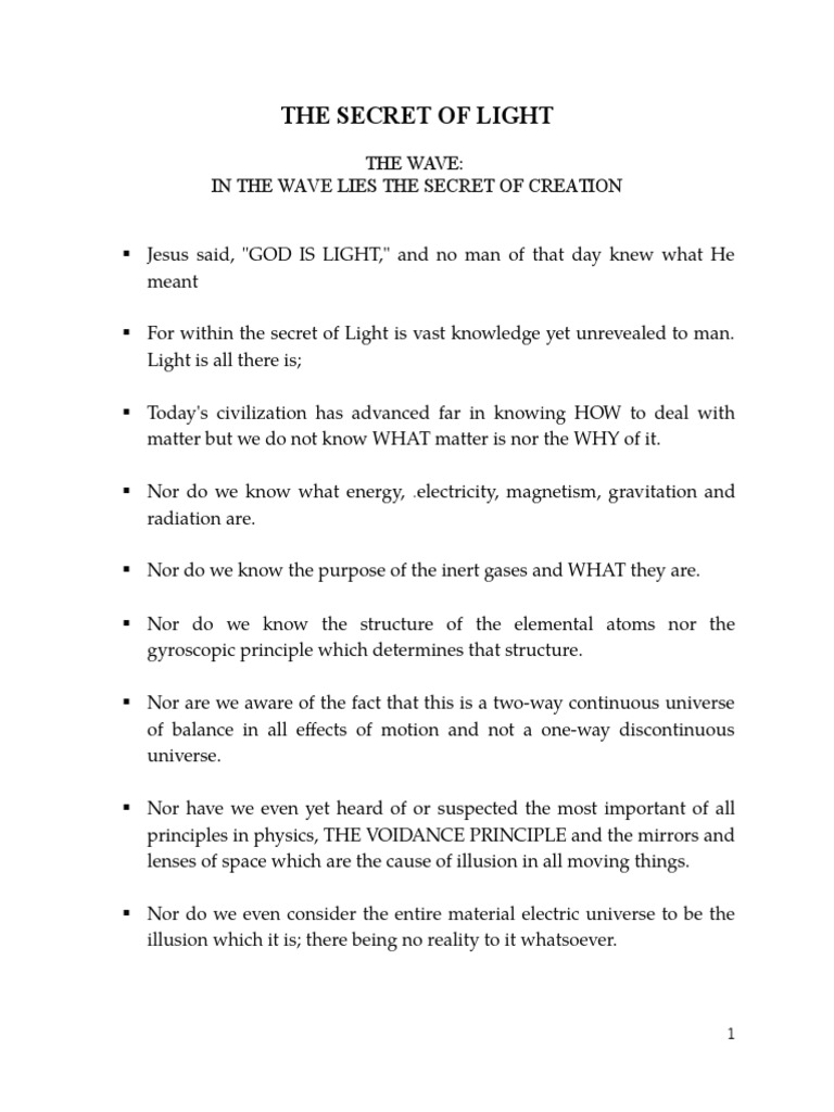 Unveiling the Secret of Light | PDF | Senses | Mind