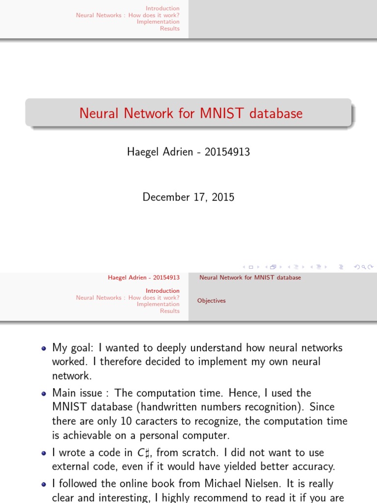 Neural Network for MNIST Database Achieves 1.44% Error Rate | PDF ...