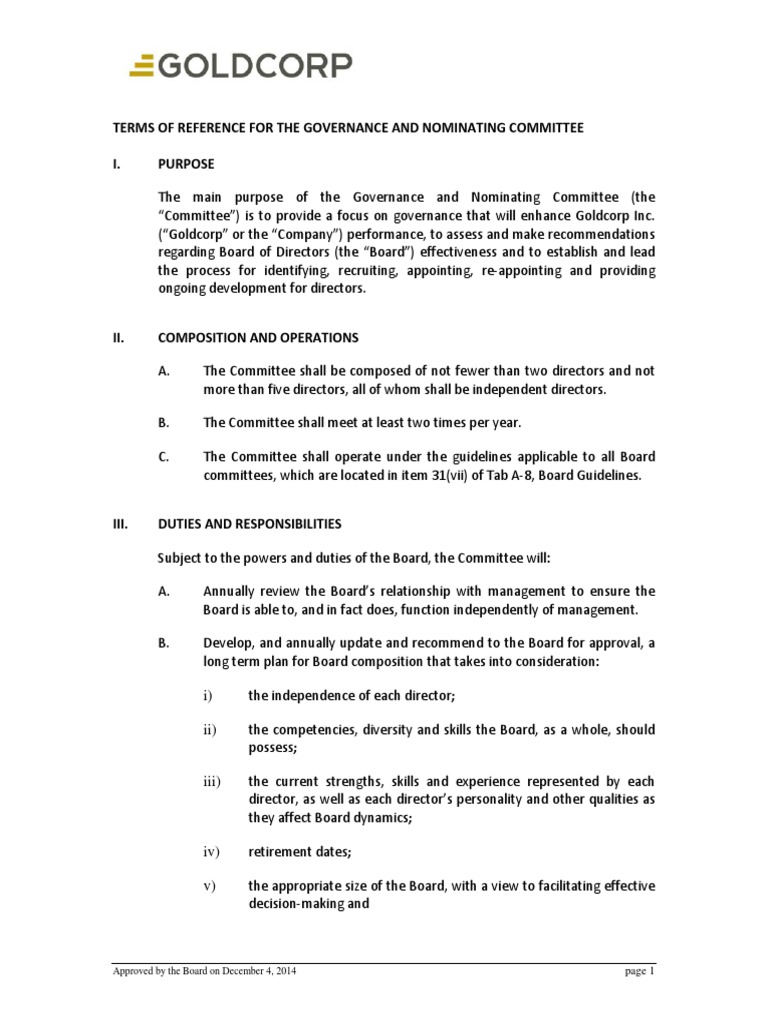 Governance and Nominating Committees | PDF | Board Of Directors ...
