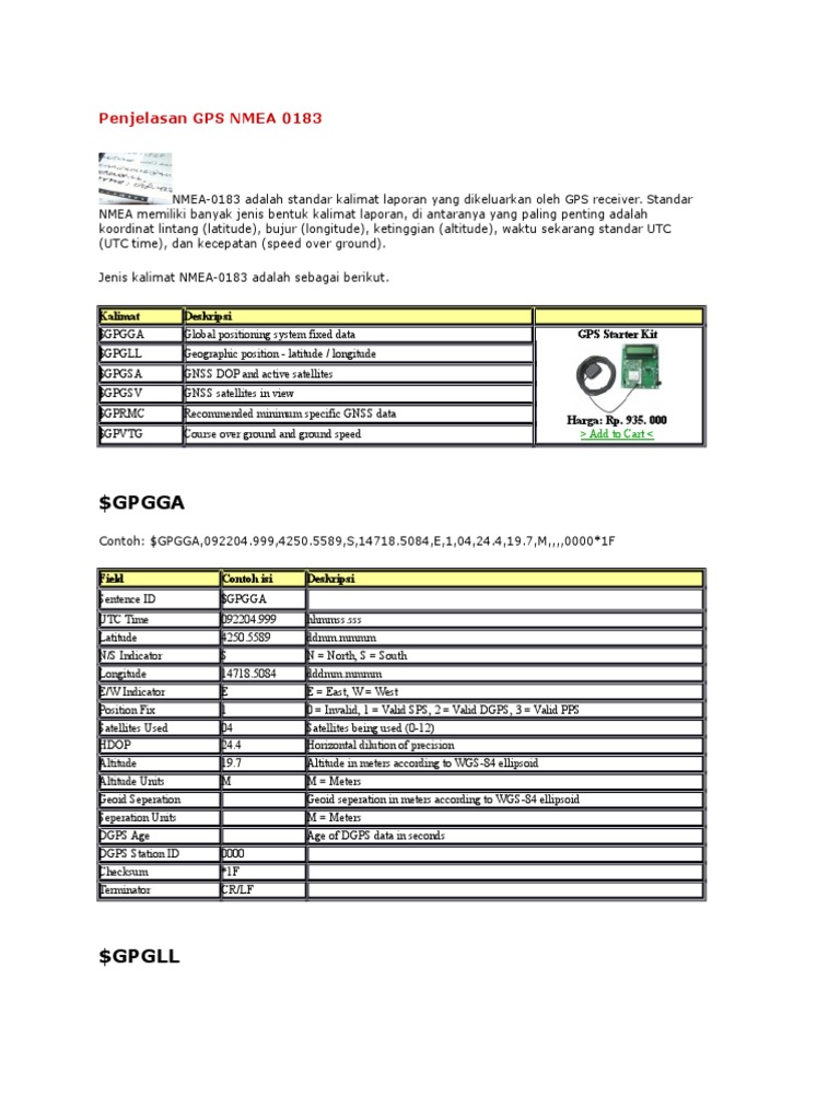 Penjelasan GPS NMEA 0183 | PDF | Global Positioning System | Signal To ...