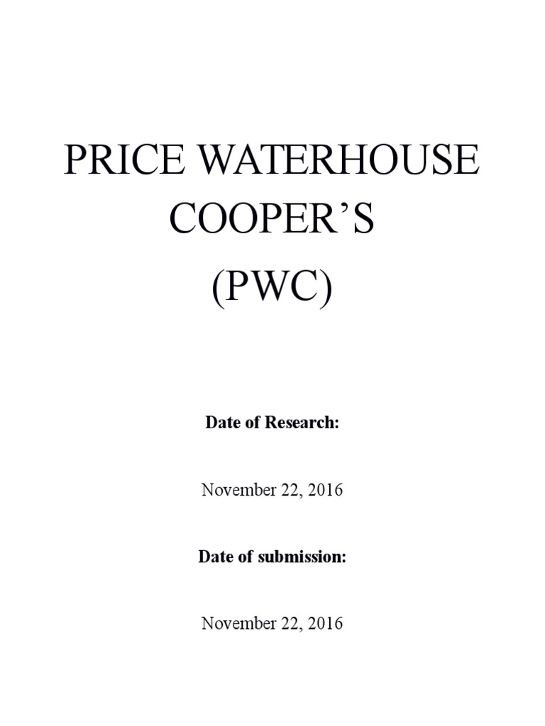 Price Waterhouse Coopers | PDF | Pricewaterhouse Coopers | Corporate ...