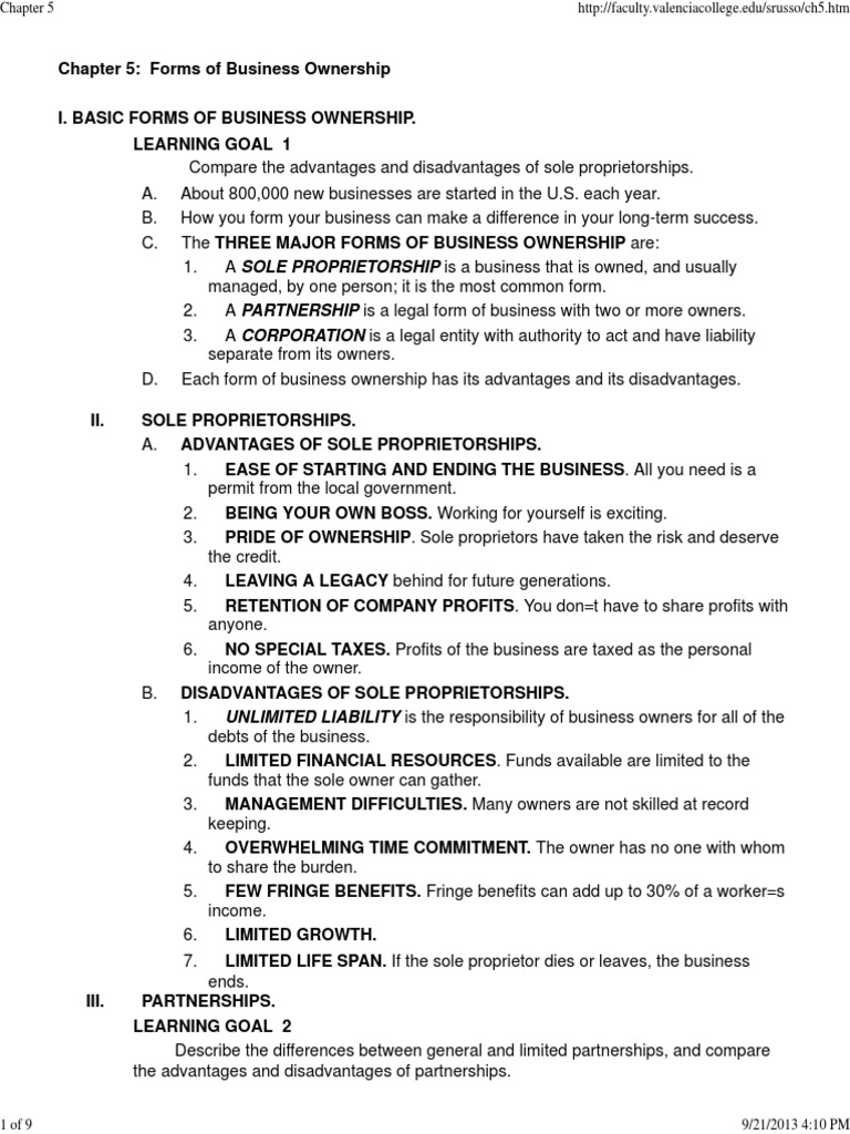 Types of Business Ownership Explained | PDF | Franchising | Limited ...