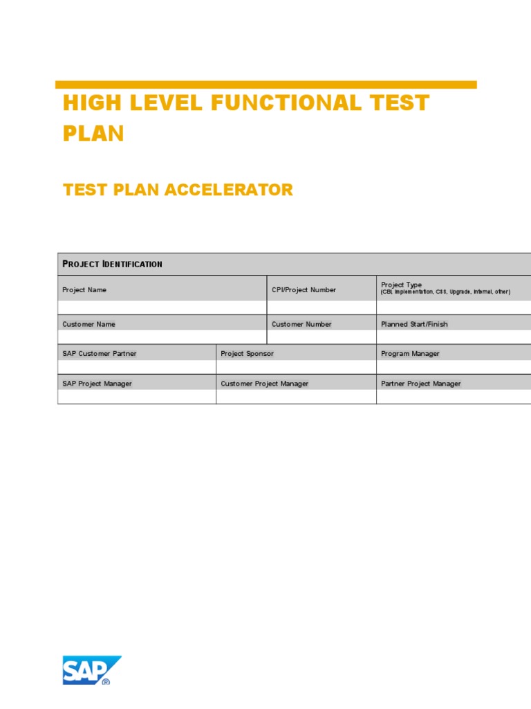 High Level Functional Test Plan | PDF | Unit Testing | Business Process