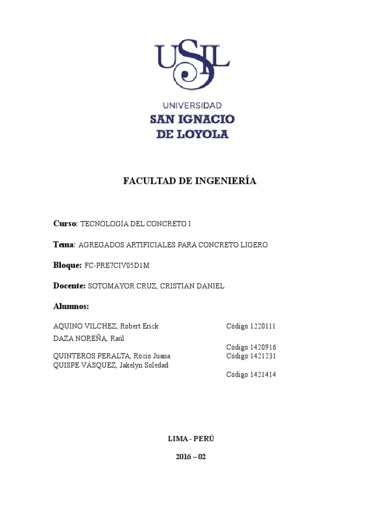 Agregados Artificiales en Concreto Ligero | PDF | Hormigón | Alto horno