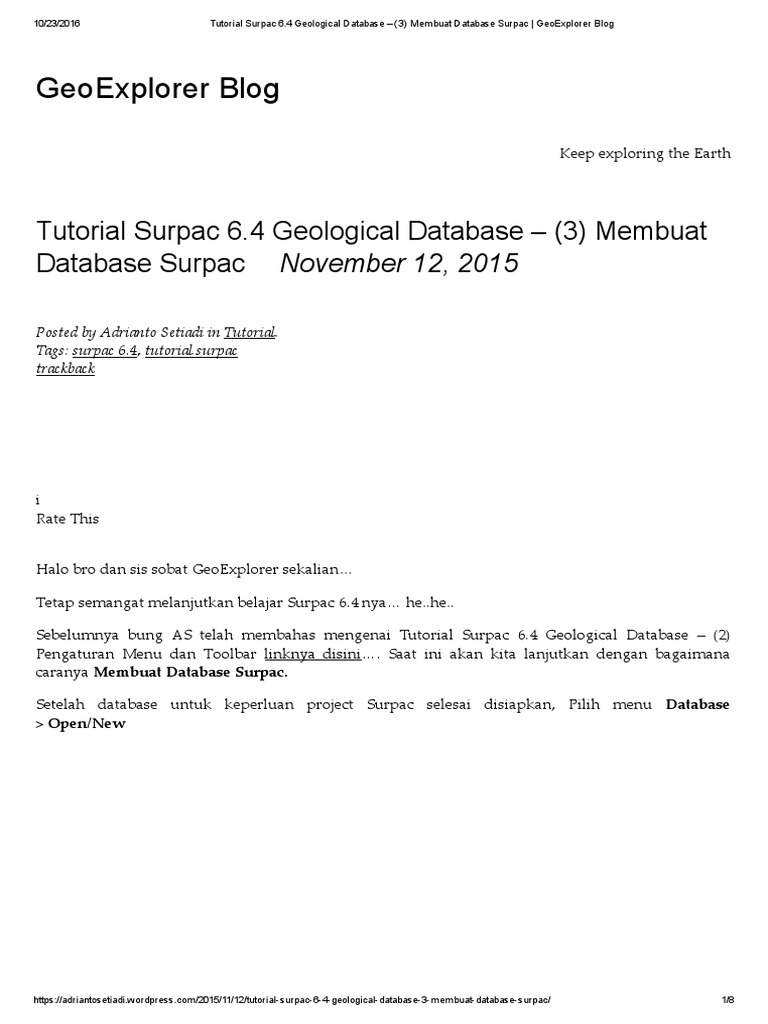 Tutorial Surpac GDBase PDF | PDF | Sains & Matematika | Komputer