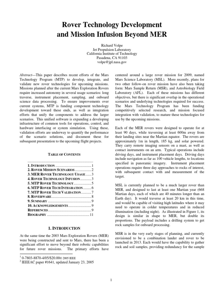 Rover Technology | PDF | Rover (Space Exploration) | Simulation