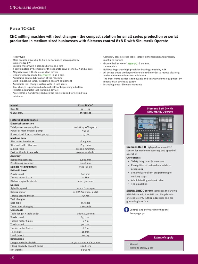 Neuheiten2010 f210tc-Cnc GB | PDF | Numerical Control | Electric Motor