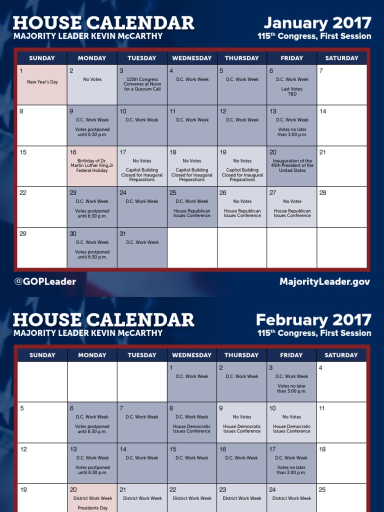 US Congress 2017 Monthly Calendar | PDF | Violence