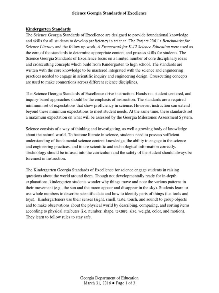 Kindergarten Science Standards in Georgia | PDF | Science | Epistemology