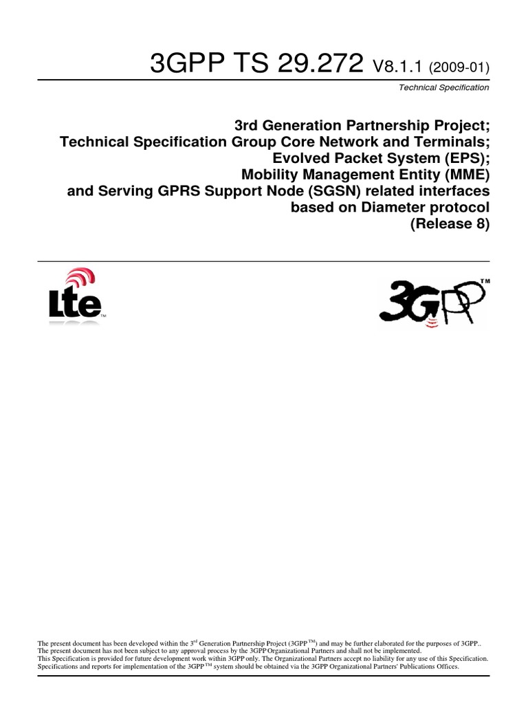3GPP TS 29.272: Technical Specification | PDF | 3 Gpp | Internet Protocols