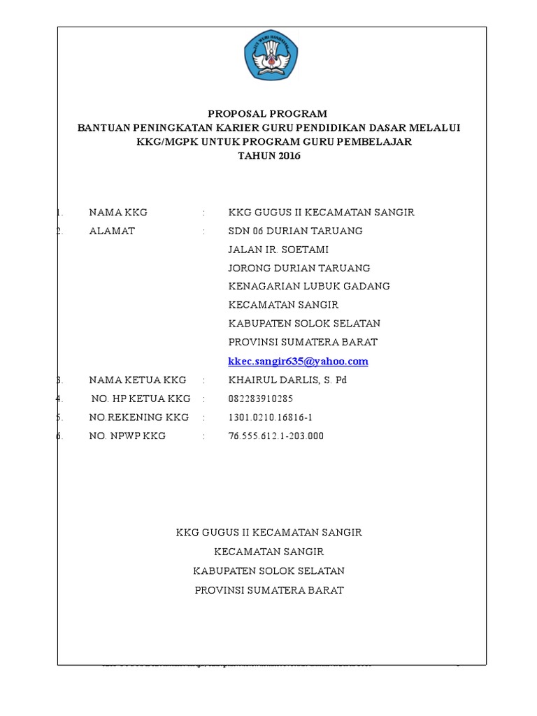 Contoh Proposal KKG Jadi | PDF