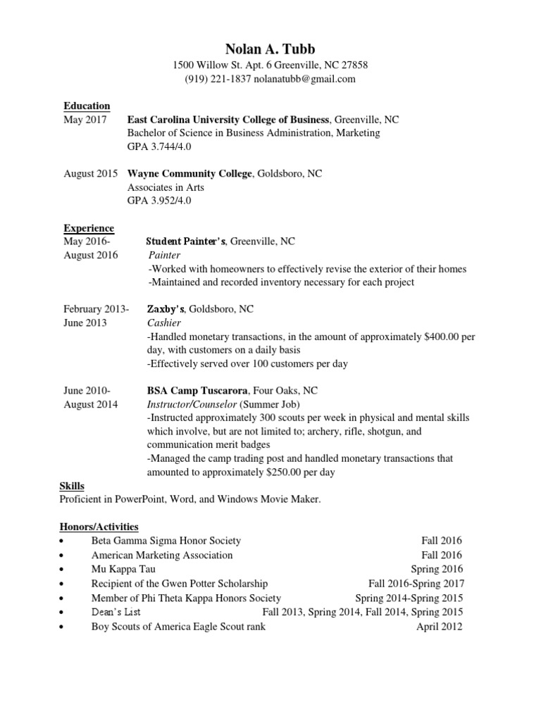 Nolan A. Tubb: Education East Carolina University College of Business ...