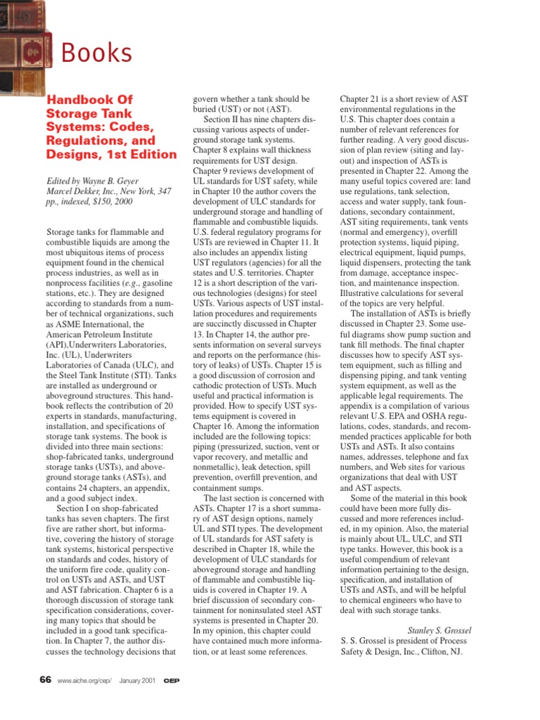 Books: Handbook of Storage Tank Systems: Codes, Regulations, and ...