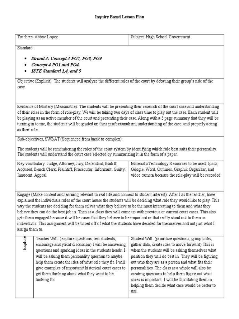 Ib Lesson Plan 1 | PDF | Lesson Plan | Information