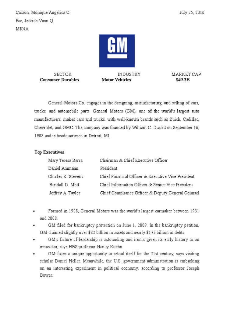 An Analysis of General Motors' Rise and Fall: Tracing the Legacy ...