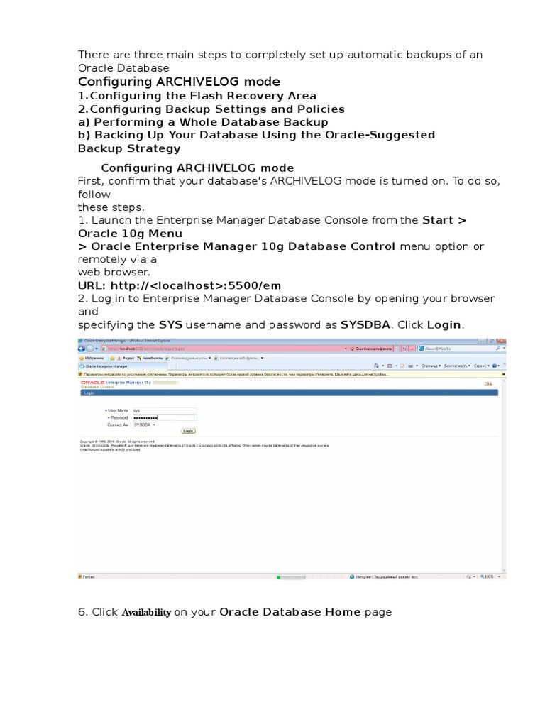 There Are Three Main Steps To Completely Set Up Automatic Backups of An Oracle Database | PDF ...
