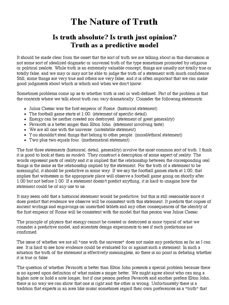 The Nature of Truth | PDF | Truth | Reality