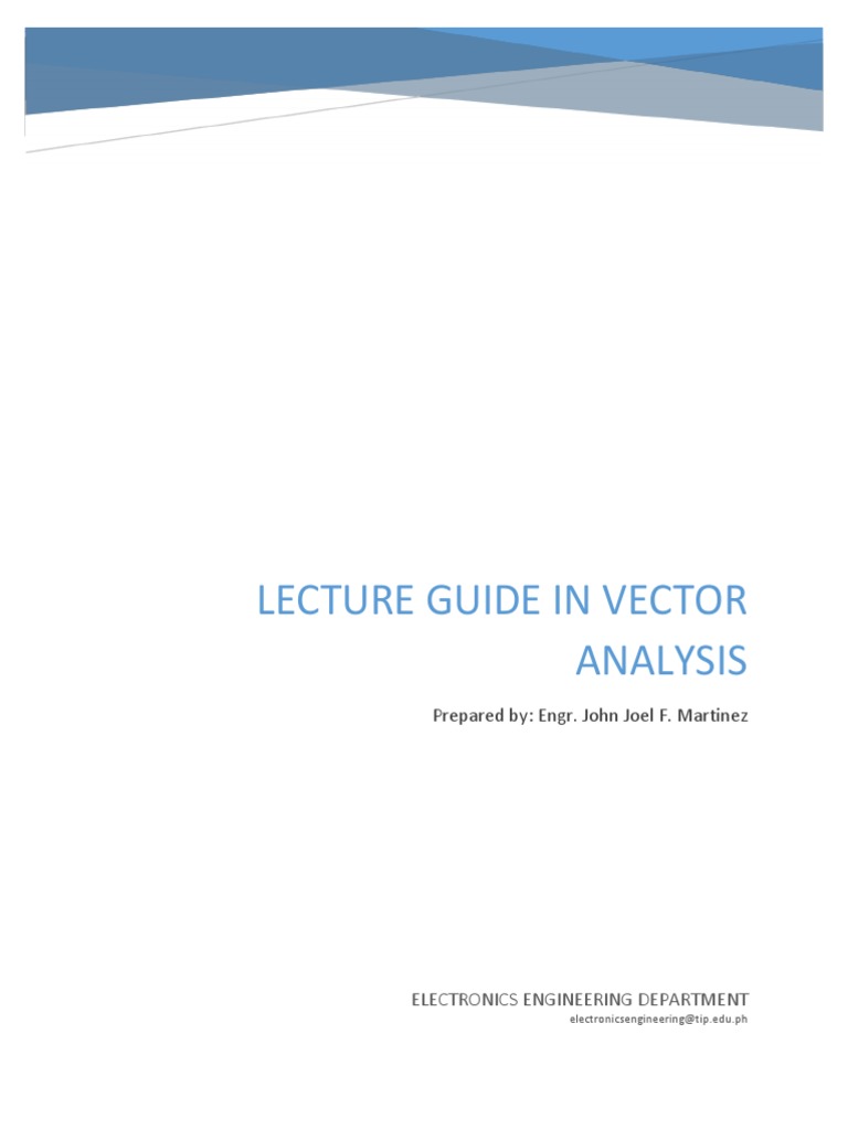 Lecture Guide In Vector Analysis Pdf Euclidean Vector Cartesian Coordinate System