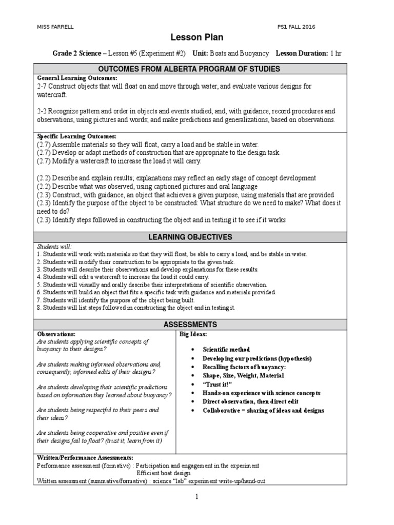 ps1 - Science Lesson Plan 5 | PDF | Experiment | Educational Assessment