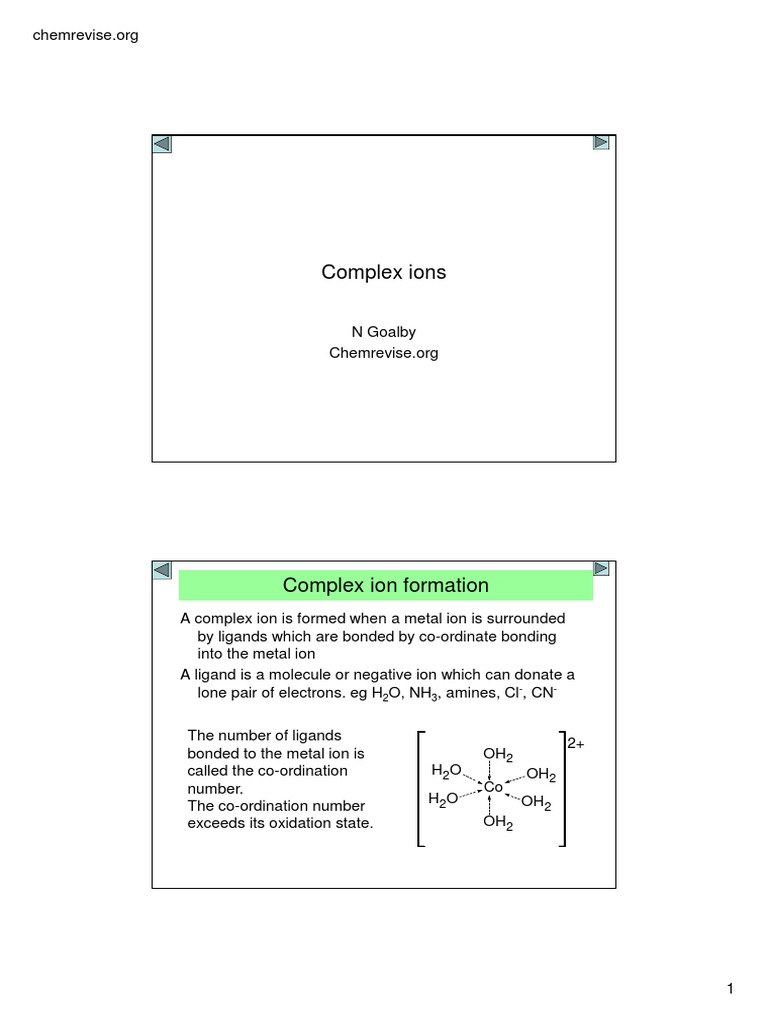 2 Complex Ions Intro and Shape | PDF | Coordination Complex | Ligand