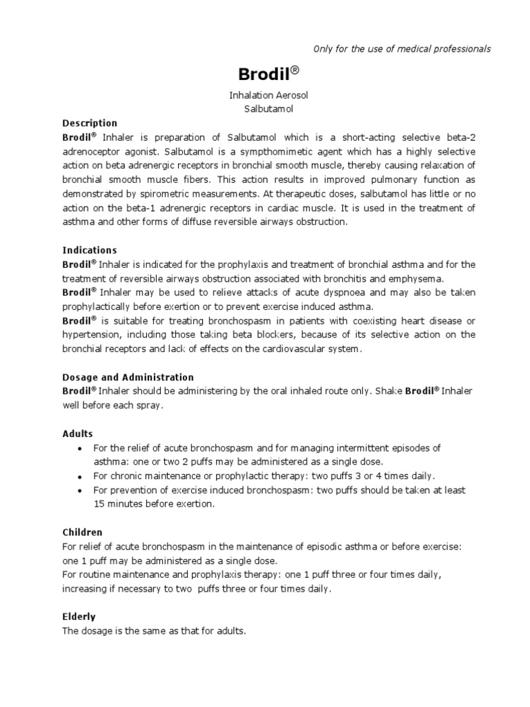 Brodil Inhaler | PDF | Asthma | Pregnancy