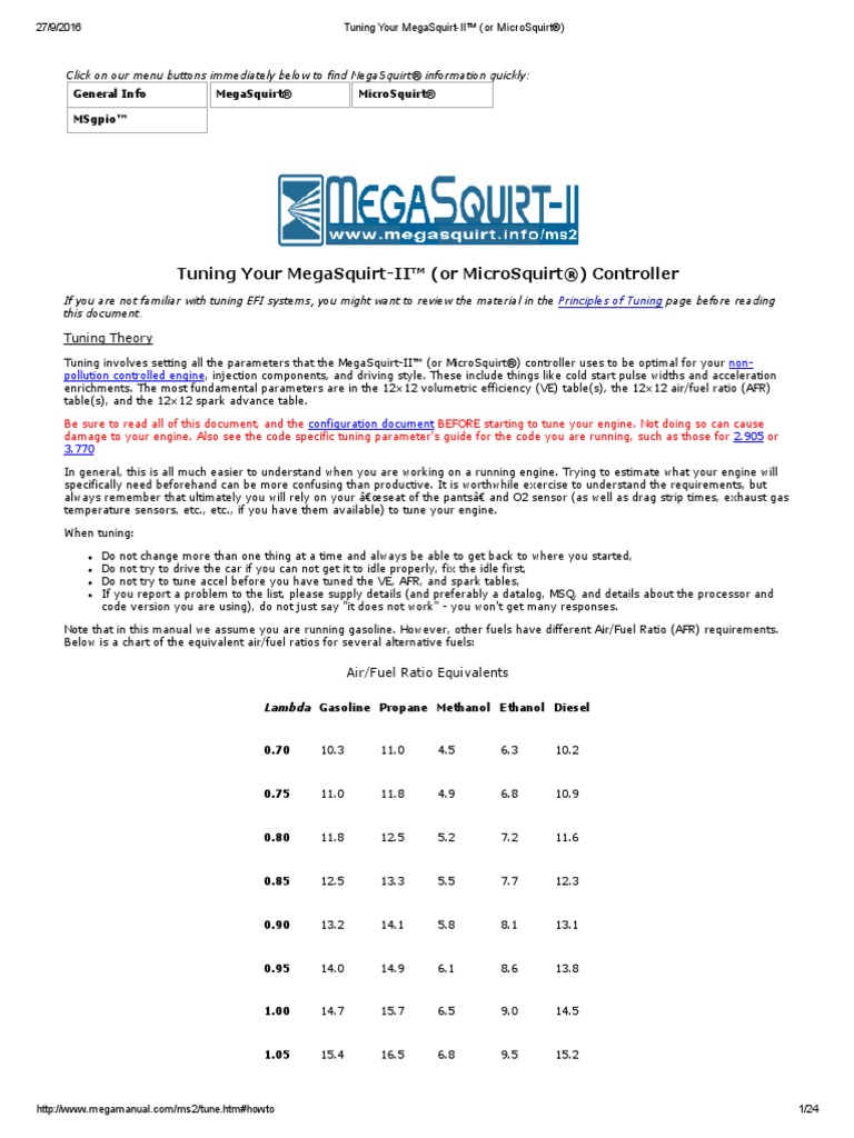 Tuning Your MegaSquirt-II™ (Or MicroSquirt®) | PDF | Turbocharger ...
