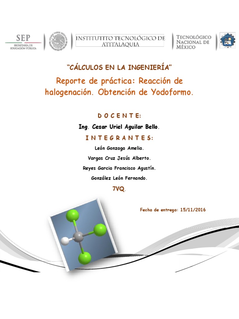 Practica yodoformo | Reacciones químicas | Carbón