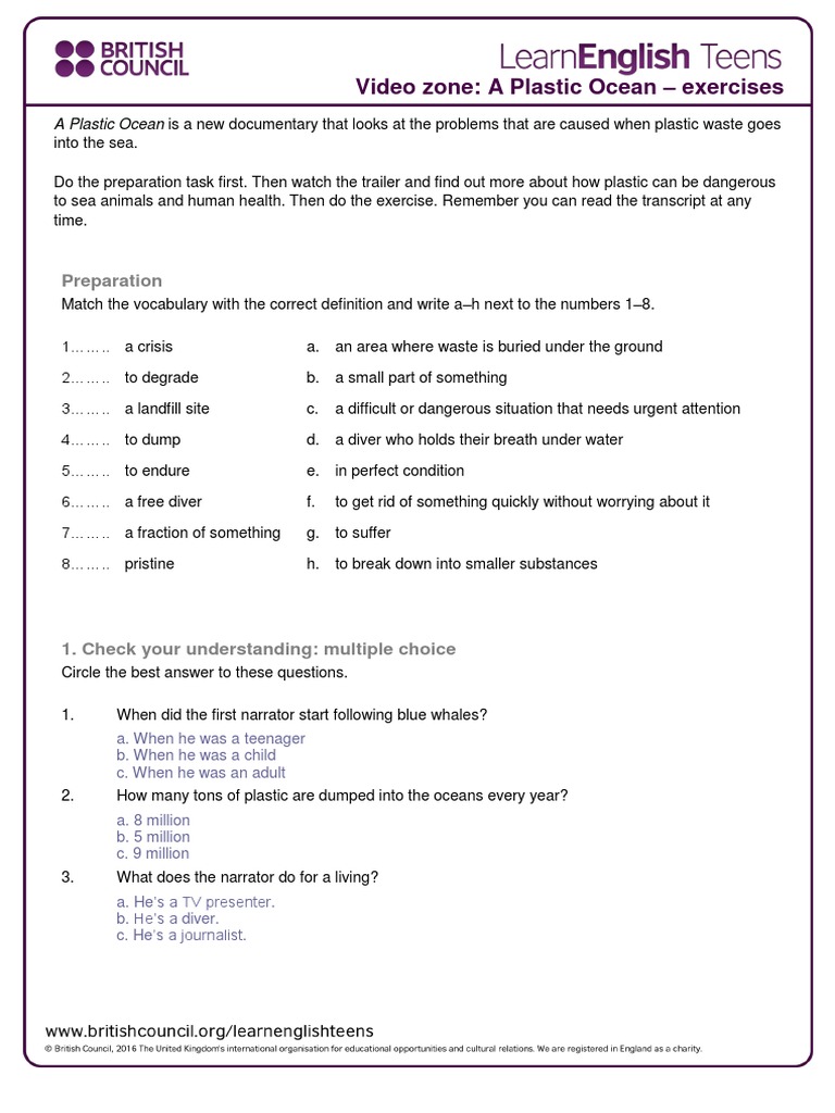 Plastic Ocean Exercises | PDF