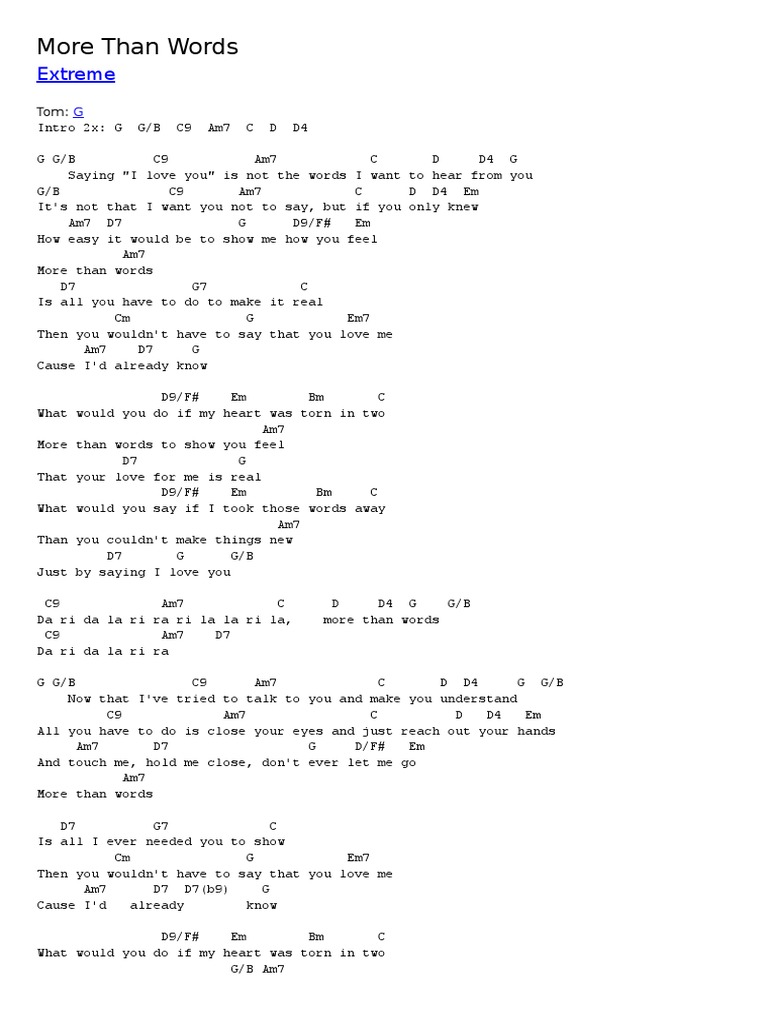 More Than Words Lyrics and Chords | PDF | Language Arts & Discipline