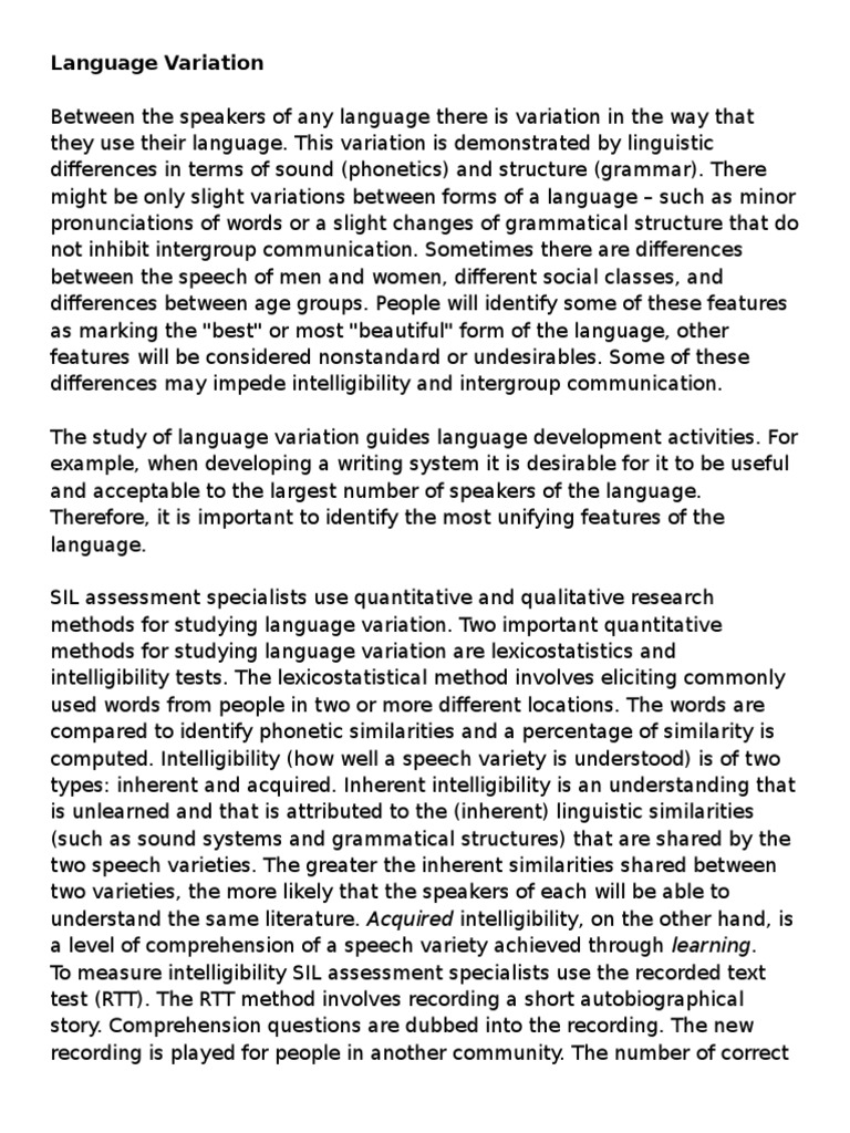 Language Variation | PDF | English Language | French Language