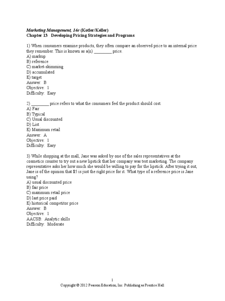 Chapter 13 Developing Pricing Strategies and Programs: Marketing ...
