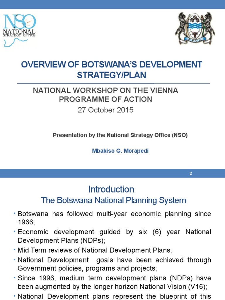 Overview of Botswana'S Development Strategy/Plan: National Workshop On ...