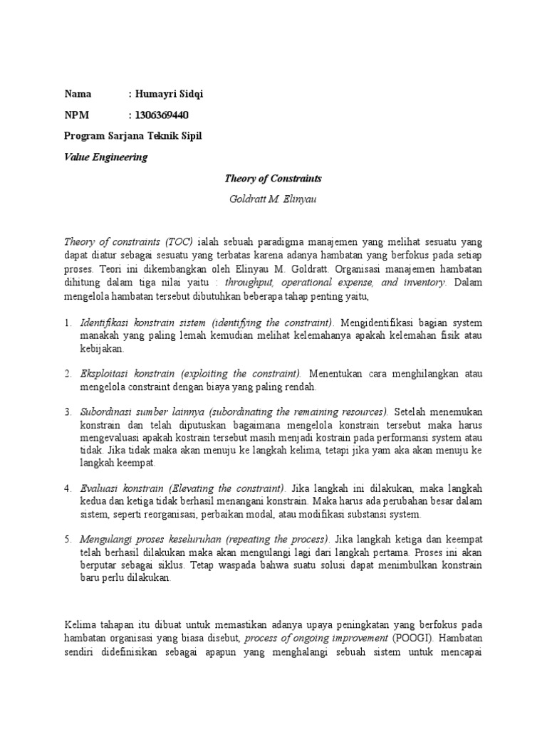 Theory of Constraints | PDF