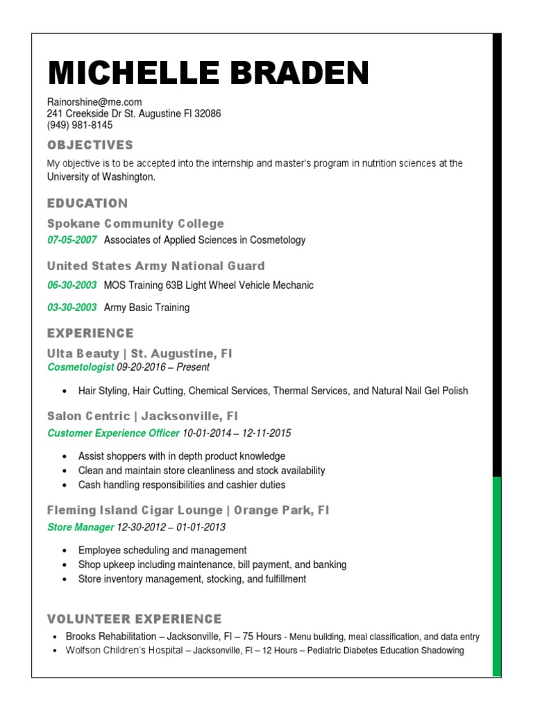 Resume Michelle Braden For Capstone | PDF | Business