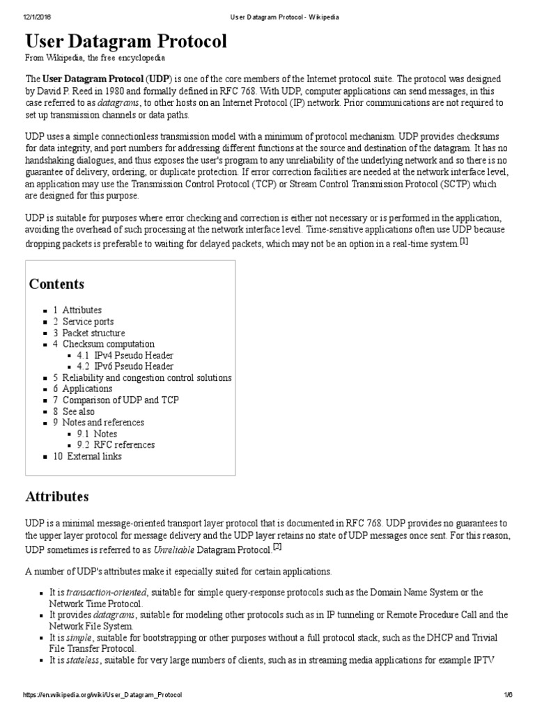 User Datagram Protocol | PDF | Transmission Control Protocol | Port ...