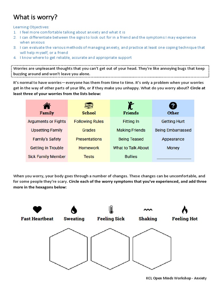 Anxiety Lesson Worksheet | Fight Or Flight Response | Anxiety