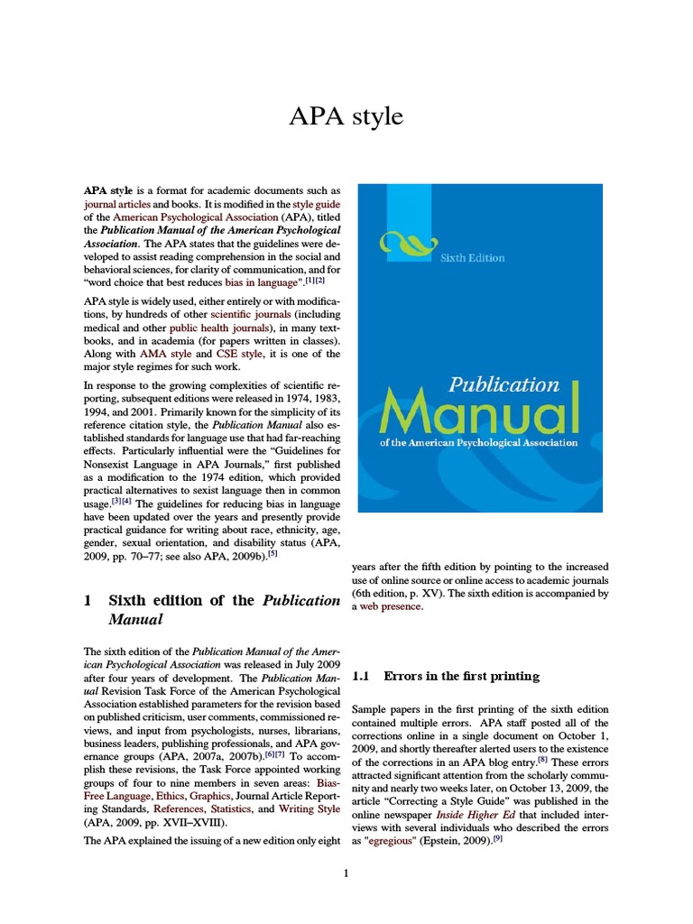 APA Style: 1 Sixth Edition of The Publication | PDF | Apa Style ...