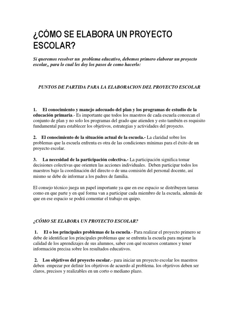 Cómo Se Elabora Un Proyecto Escolar | PDF | Diseño | Toma de decisiones