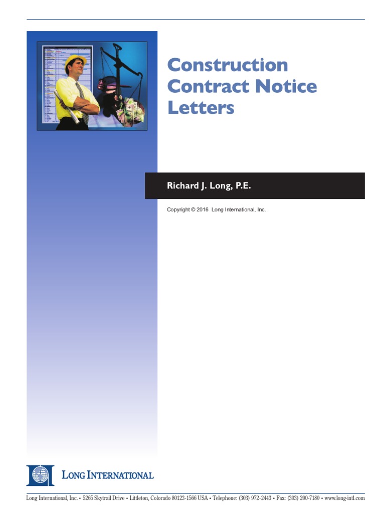 Long Intl Construction Contract Notice Letters PDF | PDF