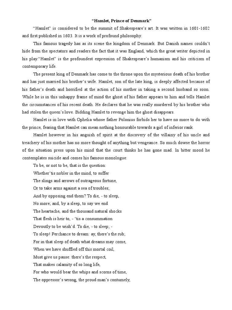 Hamlet, Prince of Denmark | PDF
